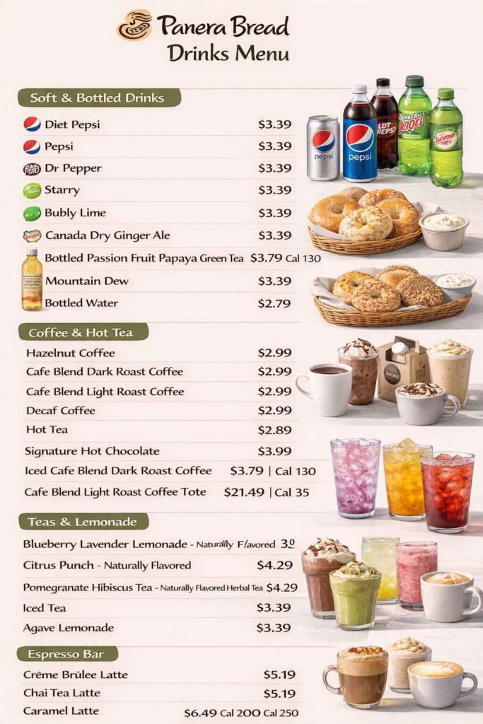 Panera Bread Drinks Menu With Prices